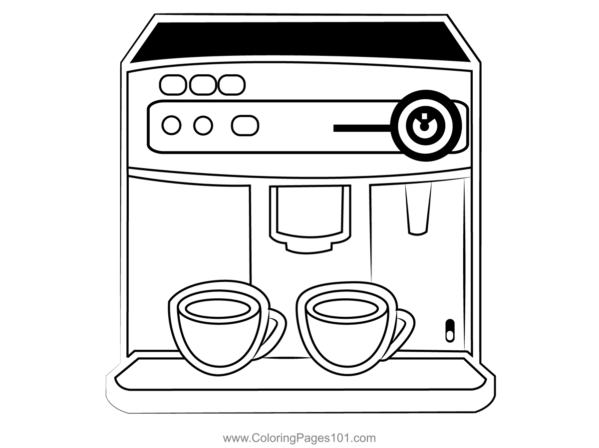 Coffeemaker Coloring Page for Kids - Free Crocodile Printable Coloring ...
