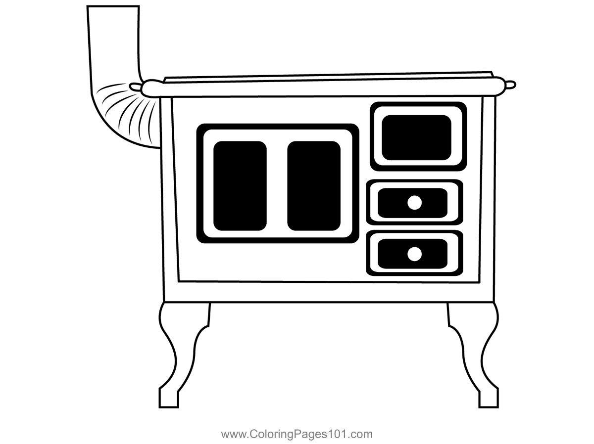Old Kitchen Stove Coloring Page for Kids - Free Crocodile Printable ...