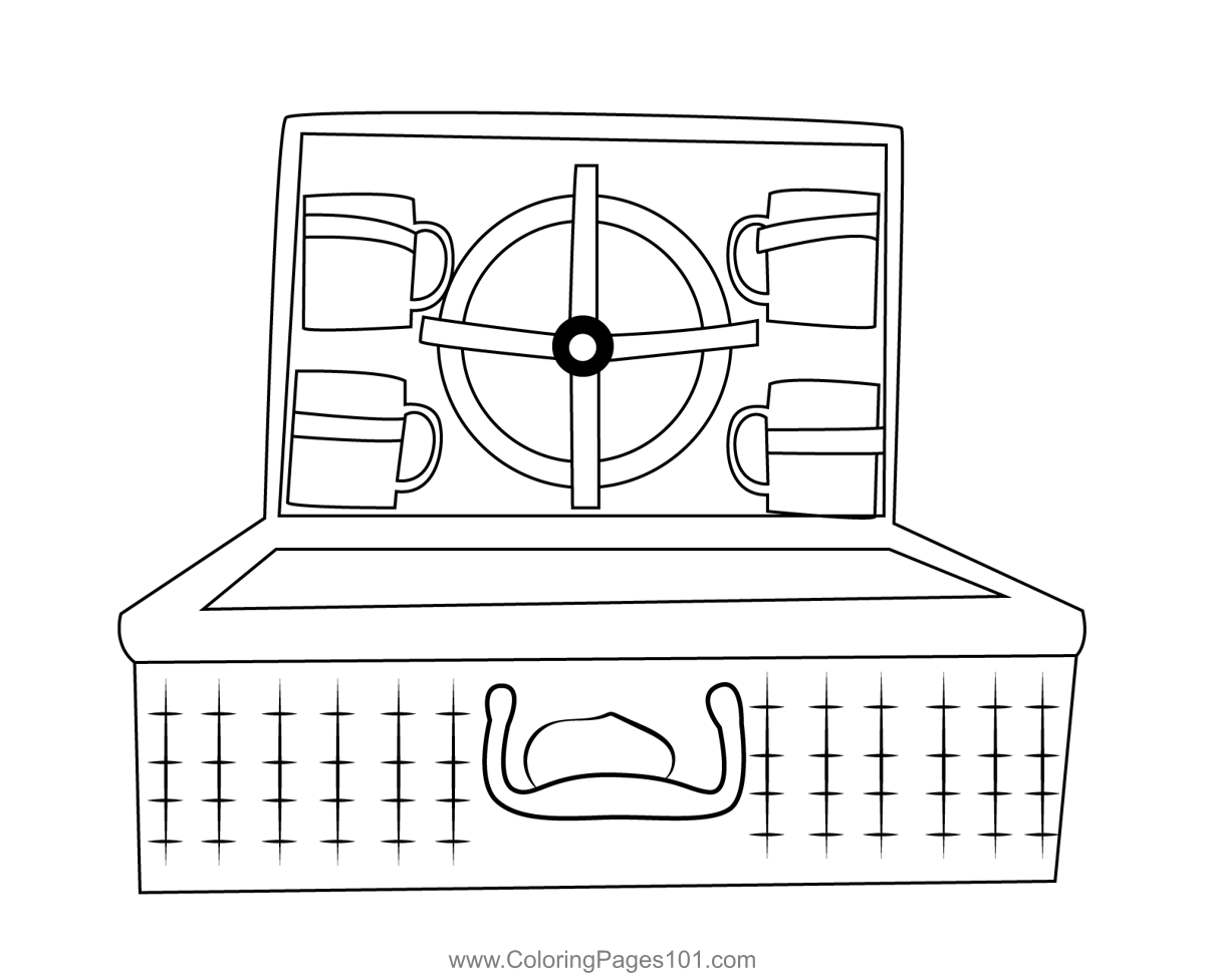 Picnic Basket Coloring Page for Kids - Free Crocodile Printable ...