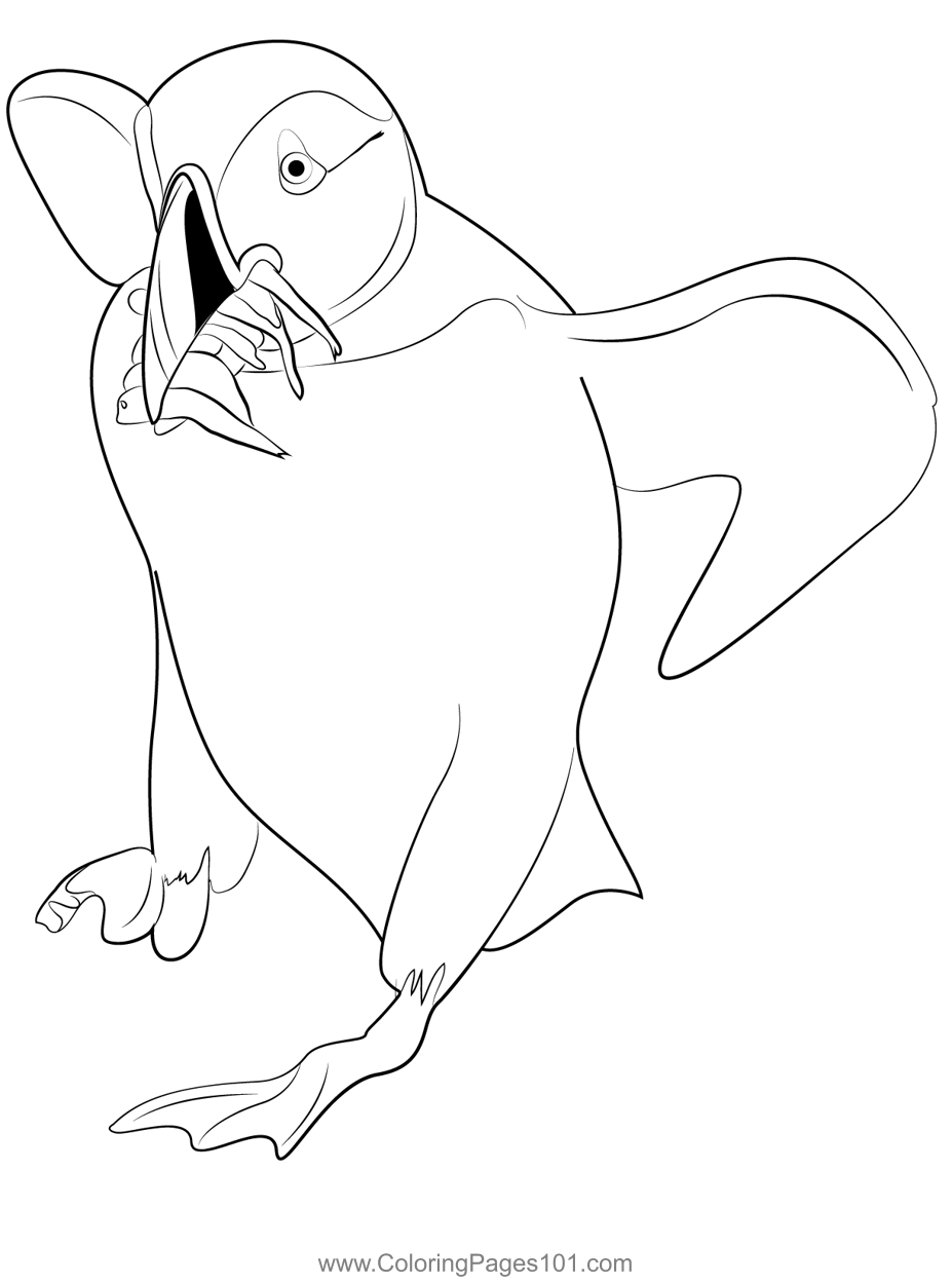 Puffin Landing Coloring Page for Kids - Free Auks Printable Coloring ...
