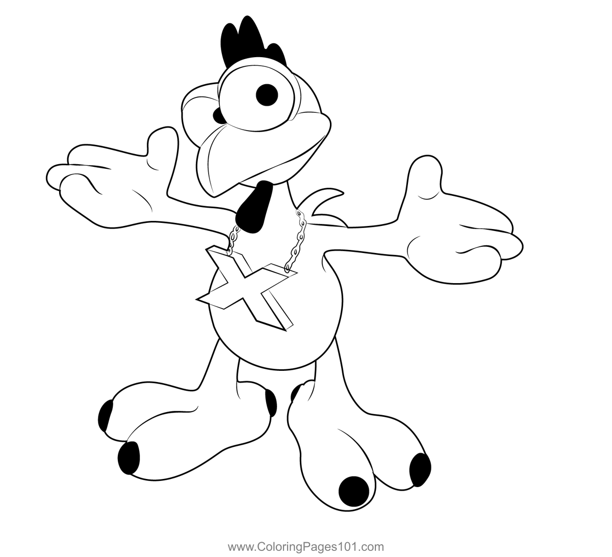 Cartoon Chicken Coloring Page for Kids - Free Chickens Printable ...