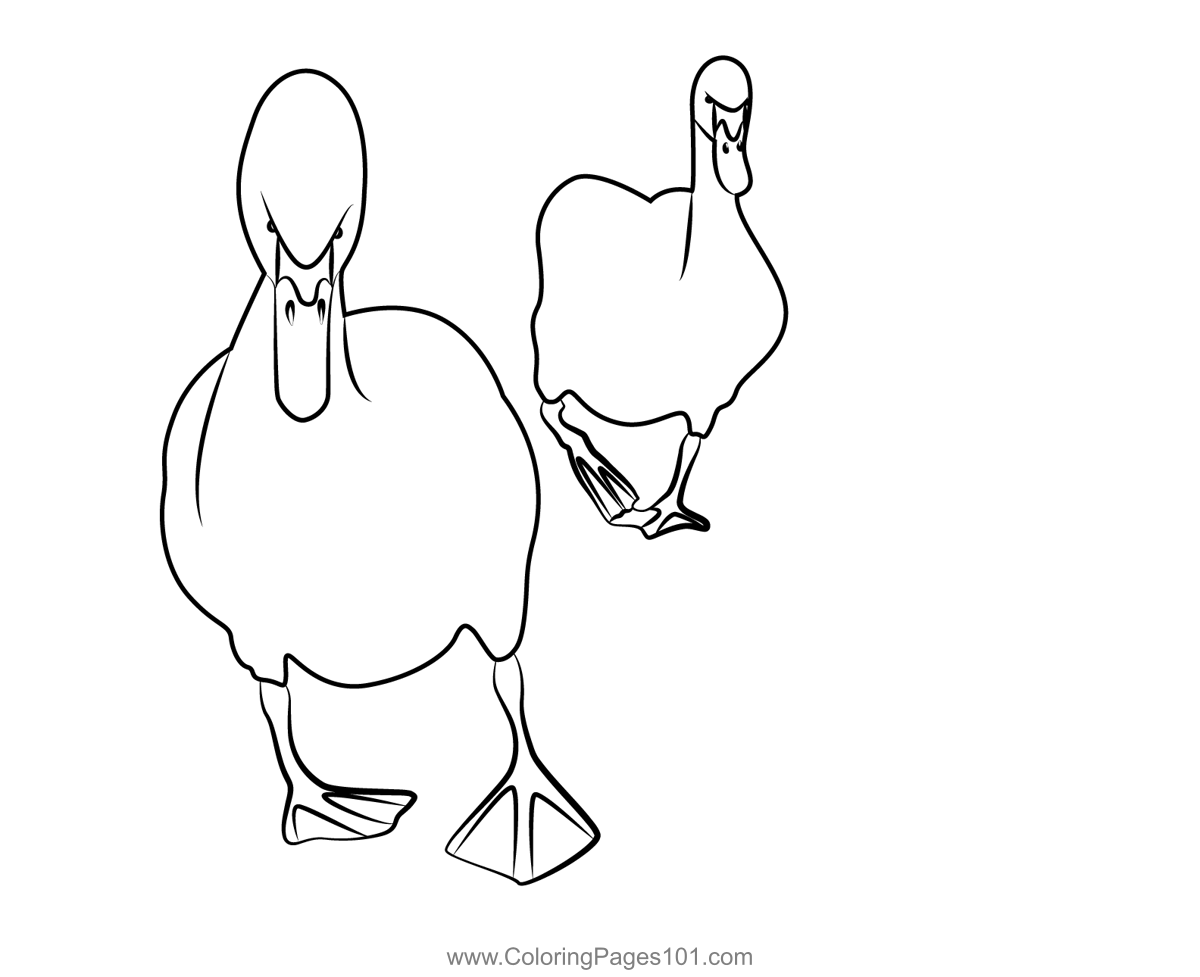 Walking Duck Coloring Page for Kids - Free Ducks Printable Coloring ...