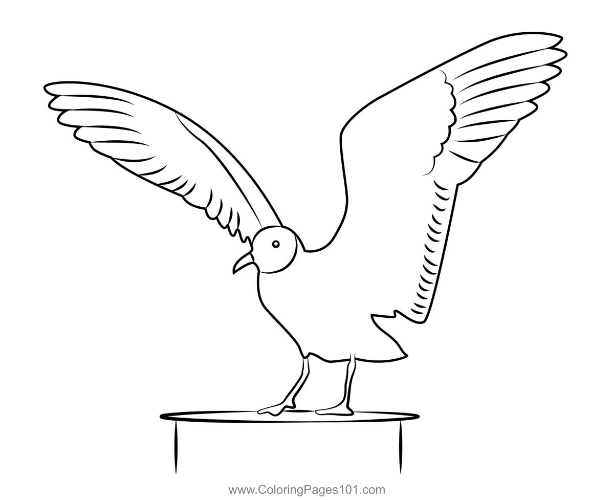 Landing Gull Coloring Page for Kids - Free Gulls Printable Coloring ...