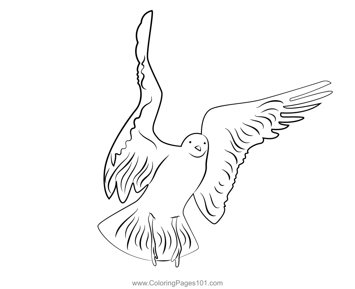 Seagull Ready To Fly Coloring Page for Kids - Free Gulls Printable ...