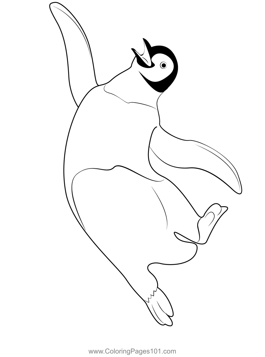 Happy Dancing Penguin Coloring Page for Kids - Free Penguins Printable ...