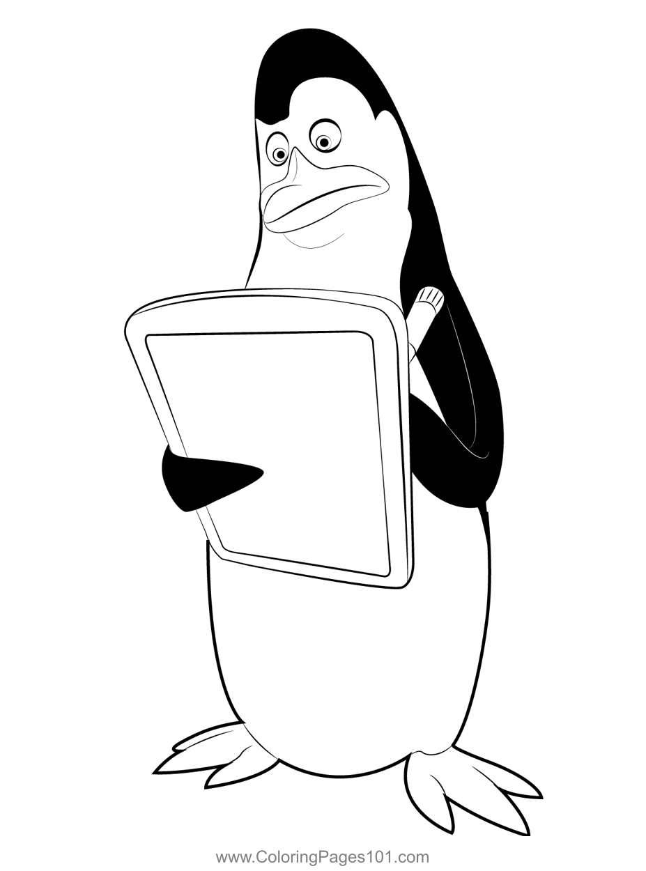 Penguin Reading A Book Coloring Page for Kids - Free Penguins Printable ...