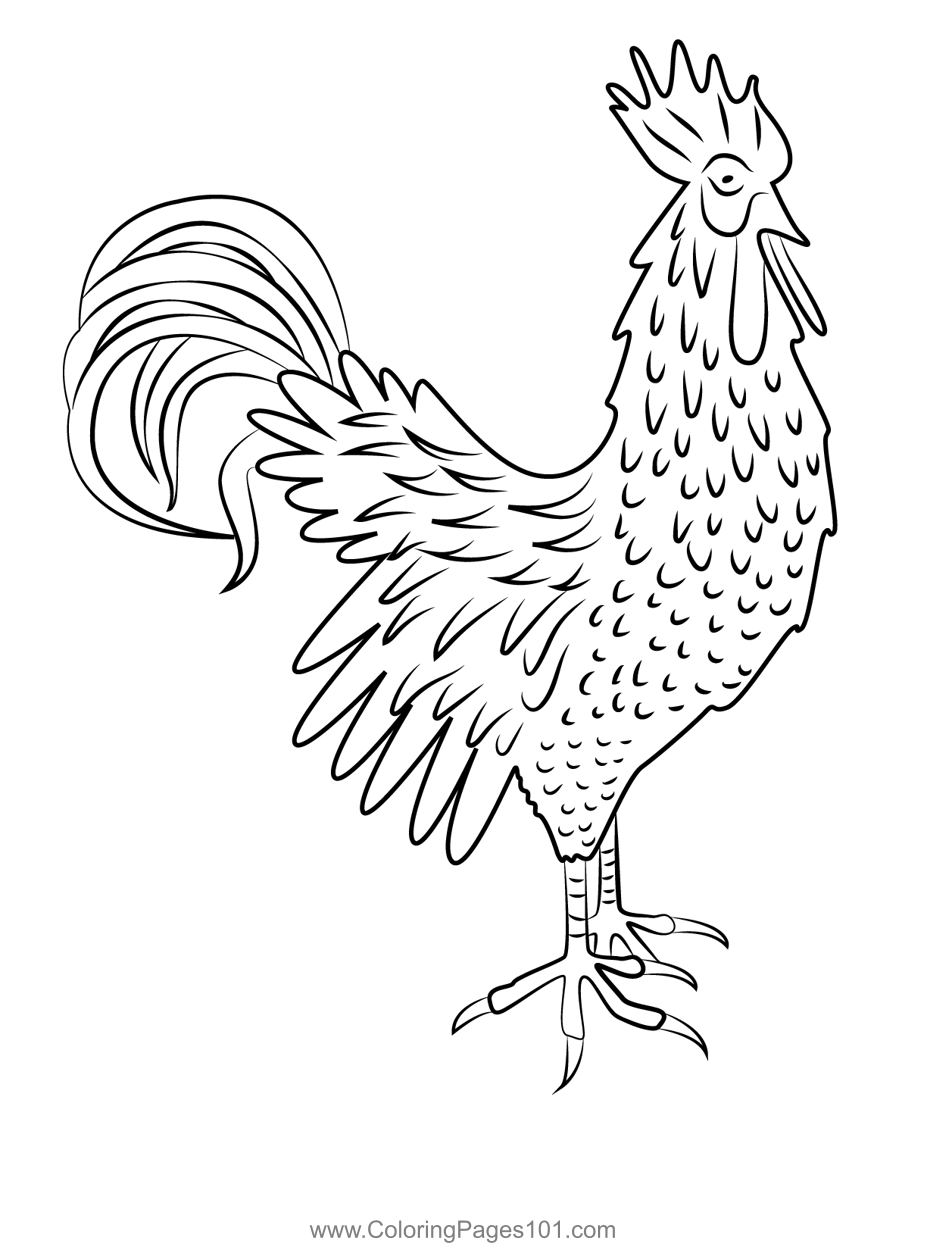 Rooster Crows From A Stump Coloring Page for Kids - Free Pheasants and ...