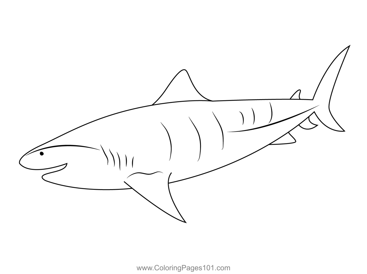 Tiger Shark Underwater Coloring Page for Kids - Free Sharks Printable ...
