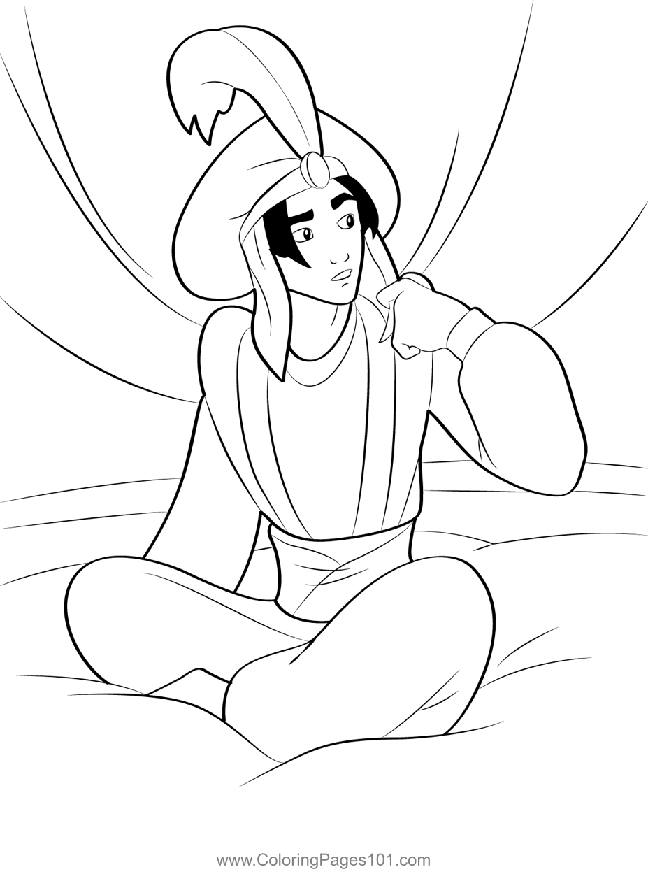 Jim Hawkins As Aladdin Coloring Page for Kids - Free Aladdin Printable ...