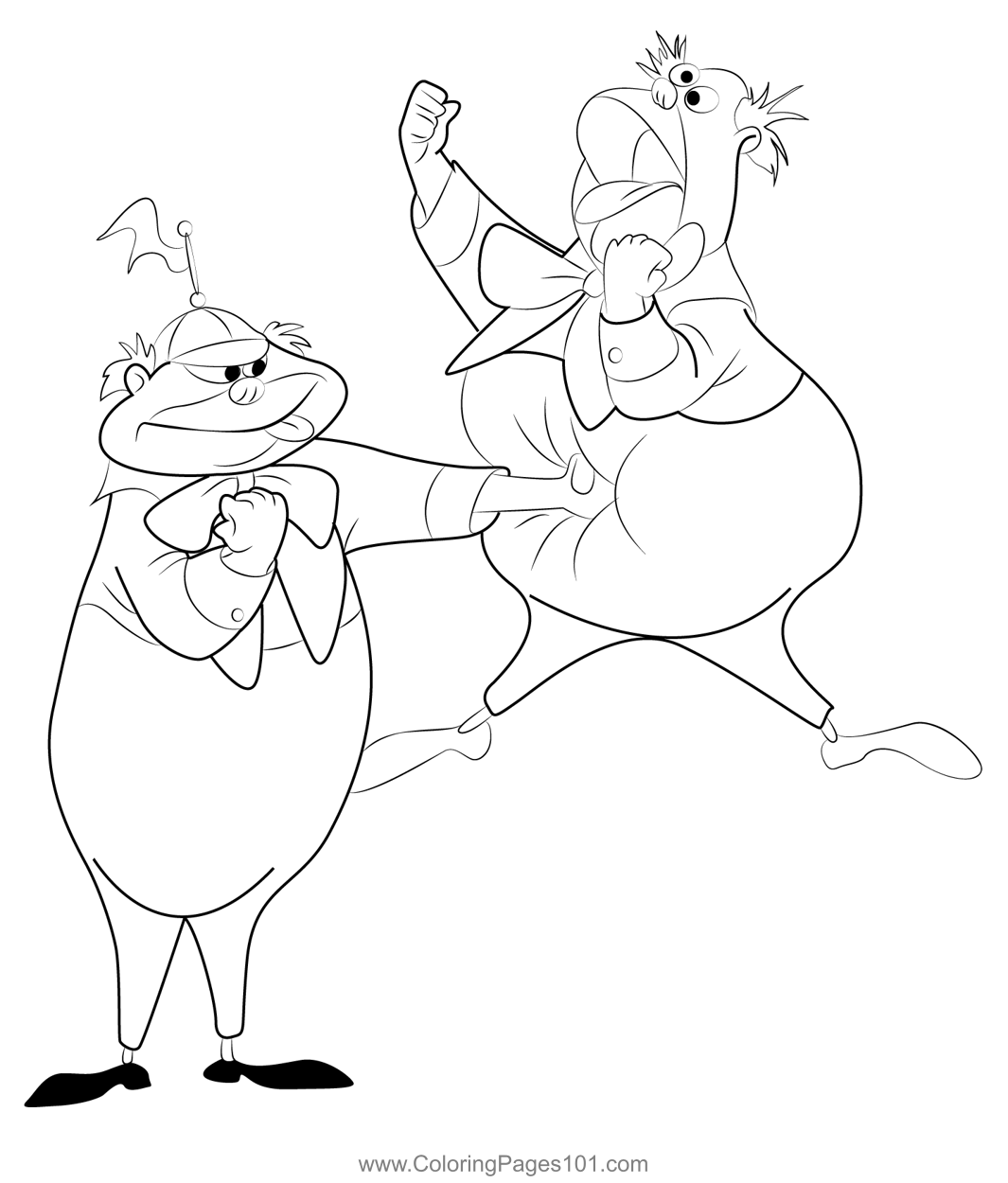 Two Man Fighting Coloring Page for Kids - Free Alice in Wonderland ...