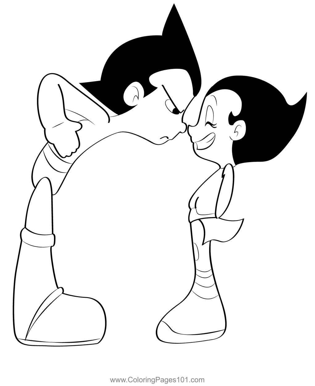 Astro Boy And His Little Sister Uran Coloring Page for Kids - Free ...