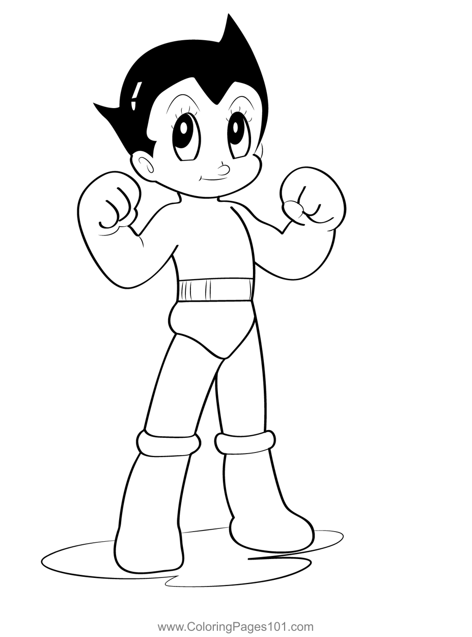 Astro Boy Standing In Attitude Coloring Page for Kids - Free Astro Boy ...