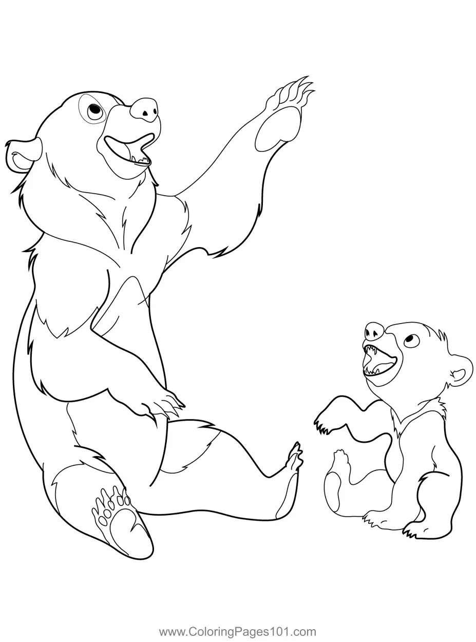 Sitting Kenai And Koda Coloring Page for Kids - Free Brother Bear ... Sitting Kenai And Koda Coloring Page for Kids - Free Brother Bear ...