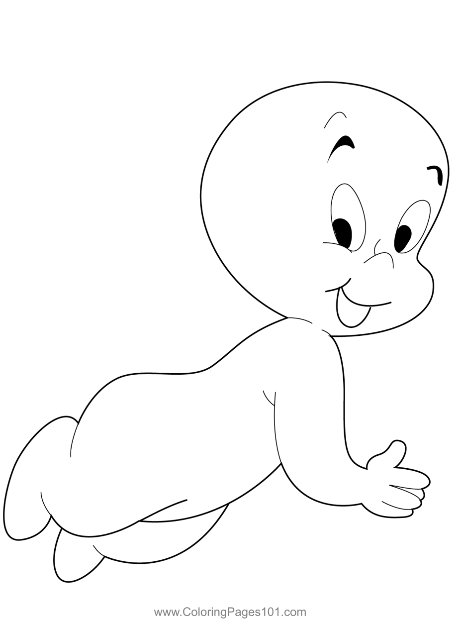 Casper Walking On Wall Coloring Page for Kids - Free Casper Printable ...