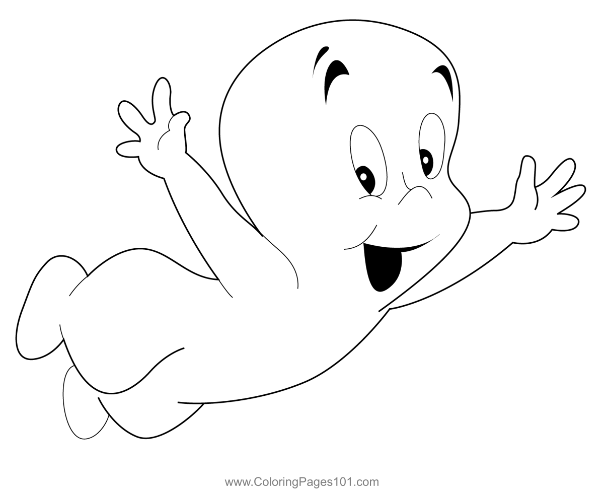 Fly Casper Coloring Page for Kids - Free Casper Printable Coloring ...