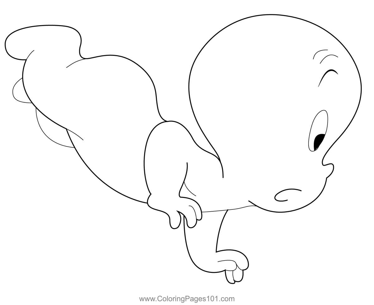 Flying Casper Coloring Page for Kids - Free Casper Printable Coloring ...