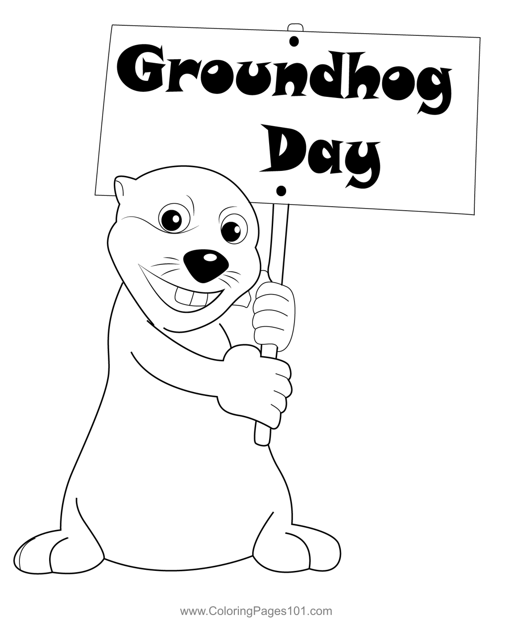Groundhog Day Banner Coloring Page for Kids - Free Groundhog Day ...