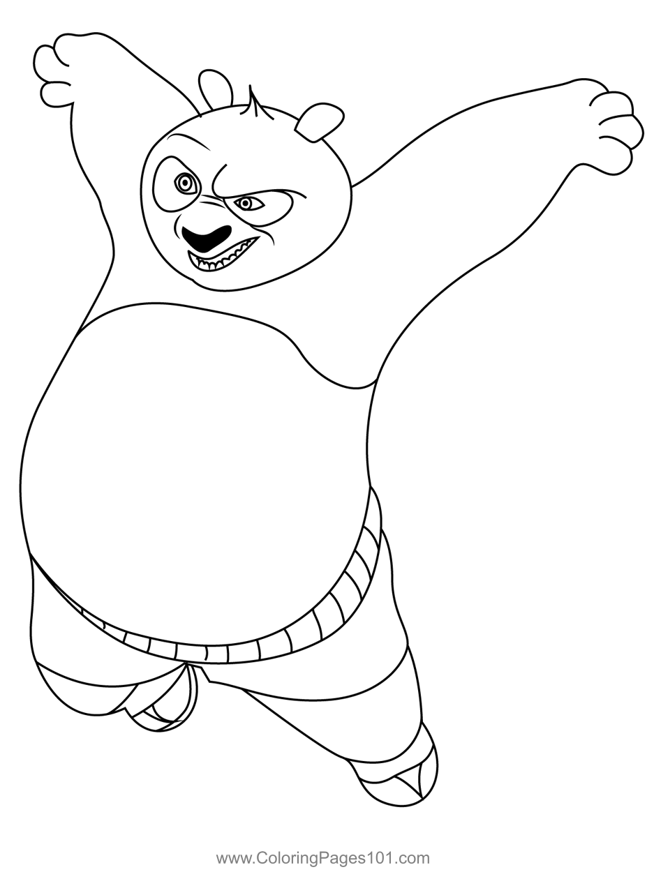 High Jump Coloring Page for Kids - Free Kung Fu Panda 2 Printable ...