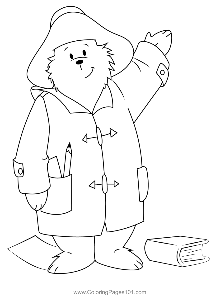 Study Bear Coloring Page for Kids - Free Paddington Printable Coloring ...