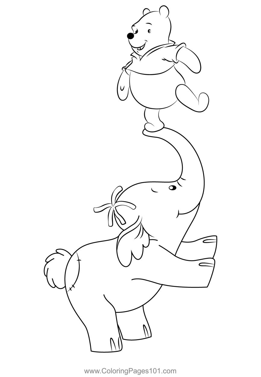 Stant Pooh Heffalump Coloring Page for Kids - Free Pooh's Heffalump ...
