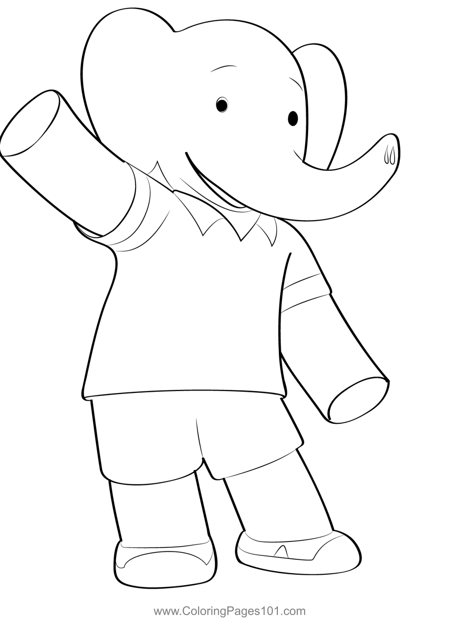 Smiling Badou Coloring Page for Kids - Free Babar and the Adventures of ...