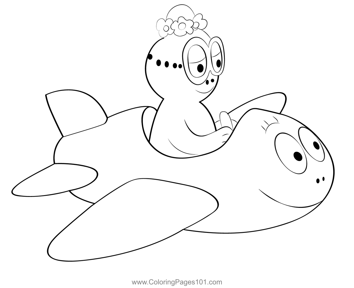 Barbotine Flying On Plane Coloring Page for Kids - Free Barbapapa ...