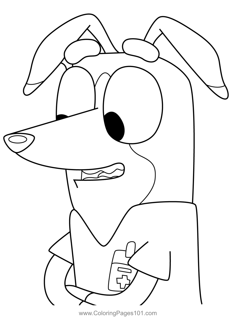 Nurse Bluey Coloring Page for Kids - Free Bluey Printable Coloring ...