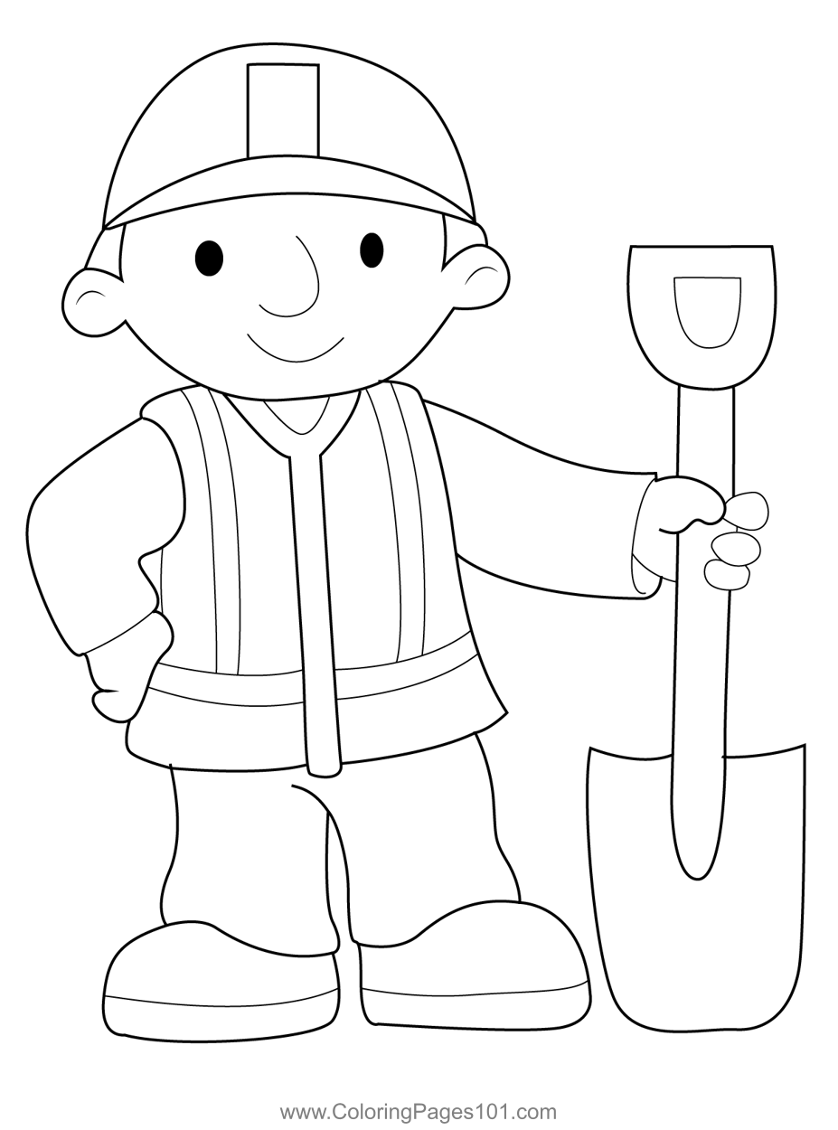 Bob Baumeister Standing Coloring Page for Kids - Free Bob the Builder ...