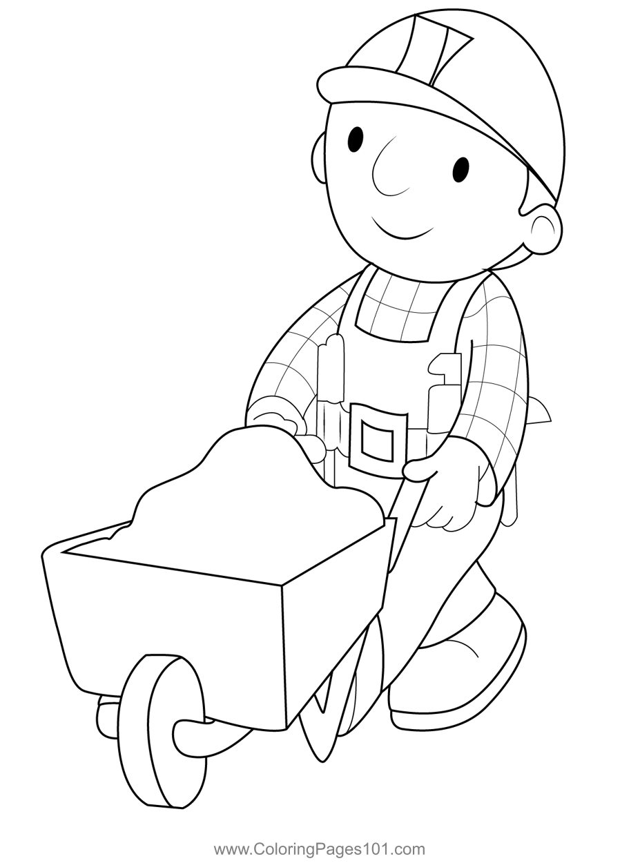 Bob With Trolley Coloring Page for Kids - Free Bob the Builder ...