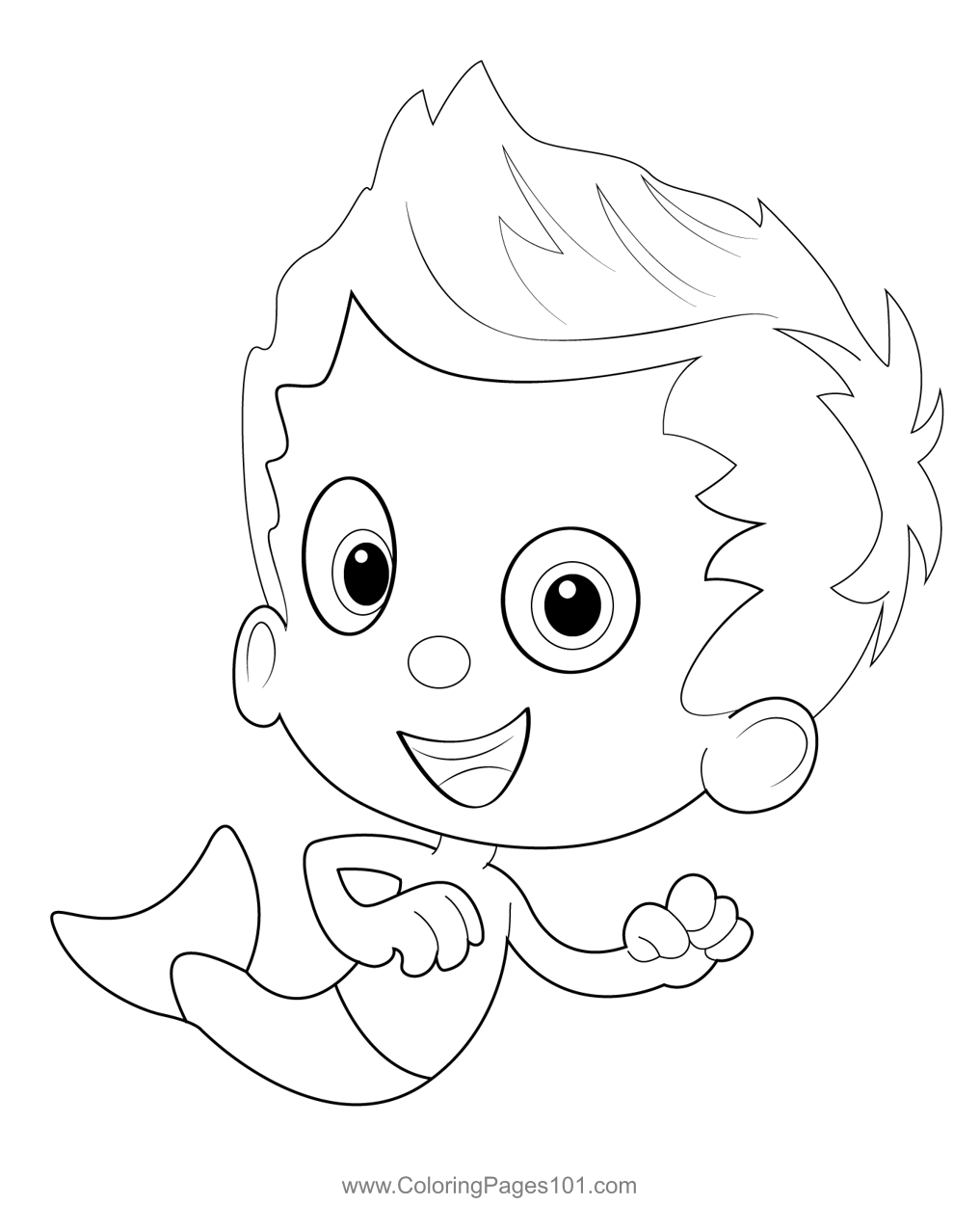 Cute Gil Coloring Page for Kids - Free Bubble Guppies Printable ...