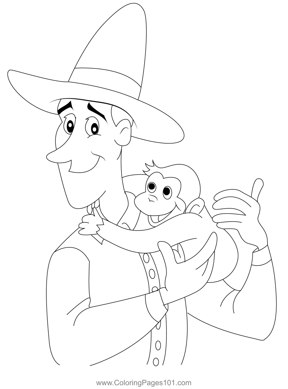 George Swings With Man In Hat Coloring Page for Kids - Free Curious ...