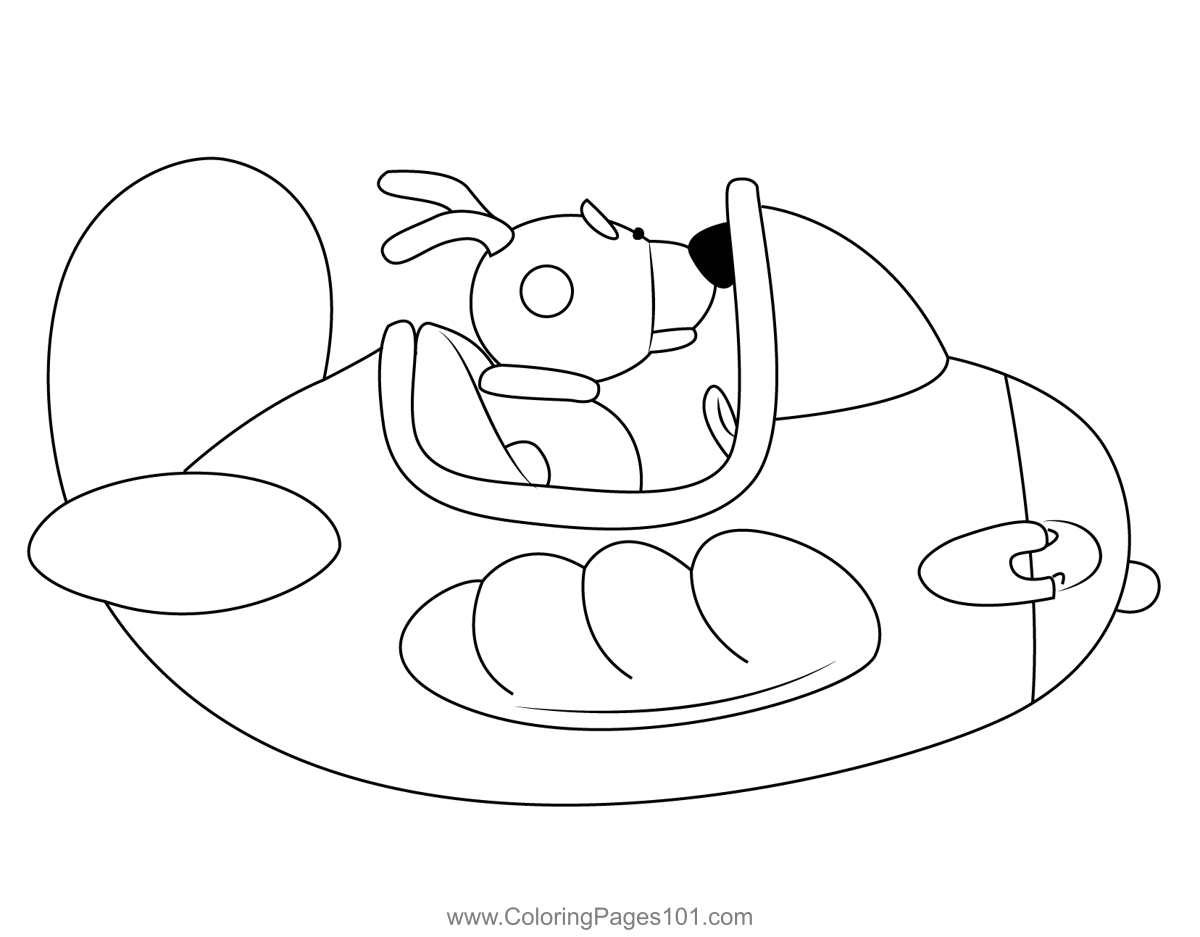 Dog Sitting In Plane Coloring Page for Kids - Free Engie Benjy ...