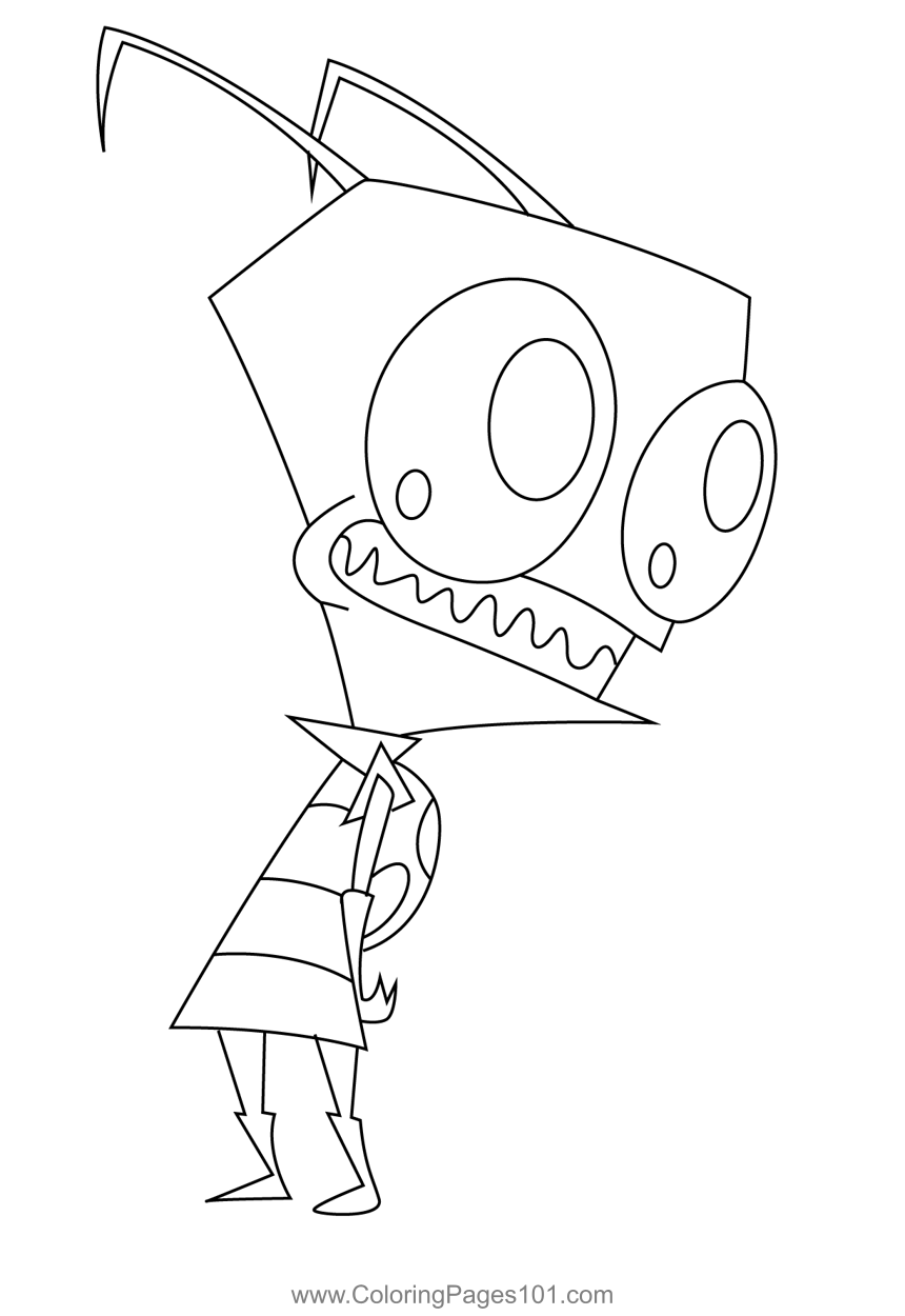 Zim Hands Behind Back Coloring Page for Kids - Free Invader Zim ...