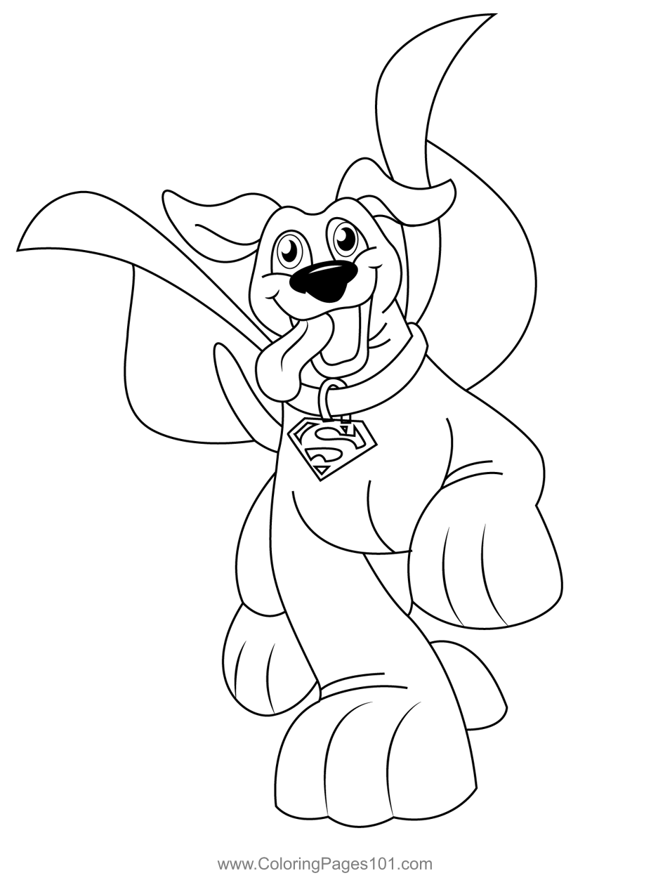 Krypto Walk Coloring Page for Kids - Free Krypto the Superdog Printable ...