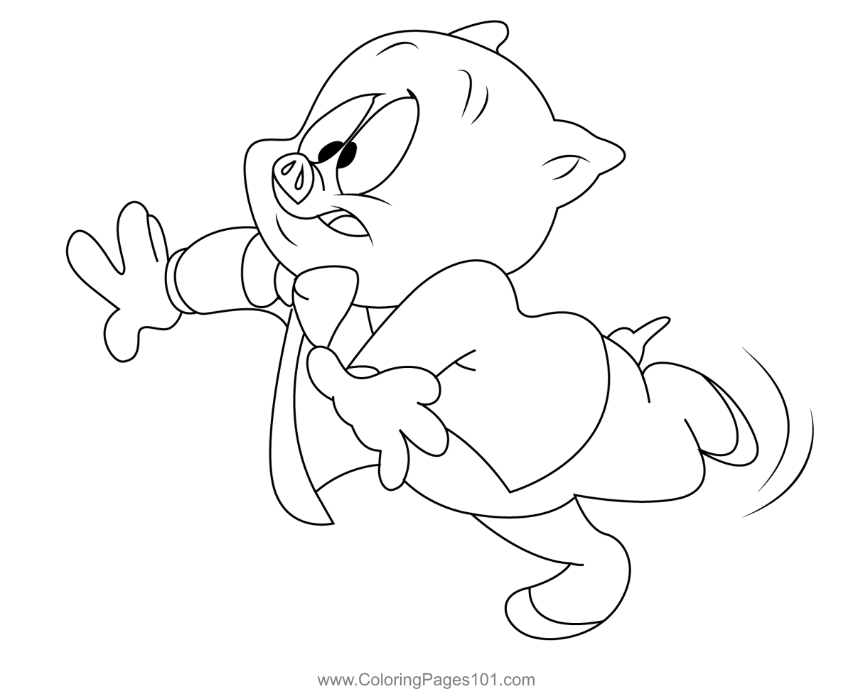 Pig Porky Coloring Pages Tunes Looney Cartoon Clipart Cute Cliparts ...
