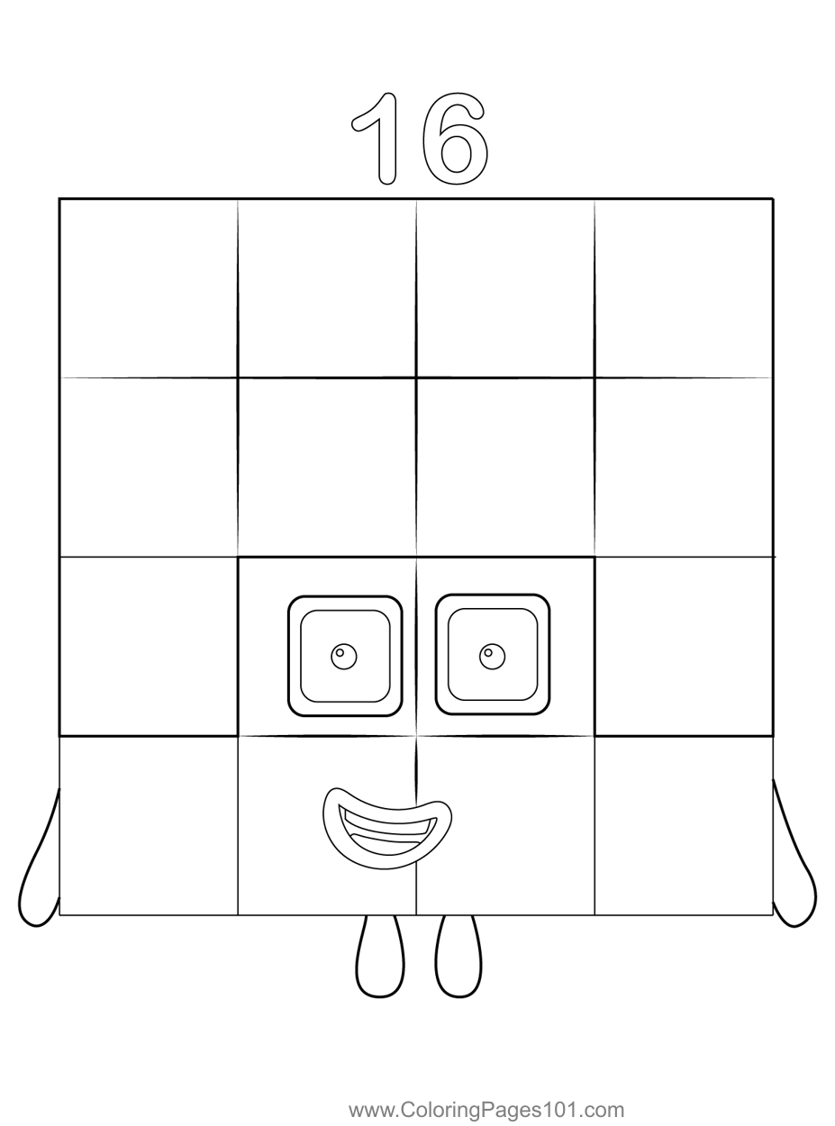 Sixteen Numberblocks Coloring Page for Kids - Free Numberblocks ...