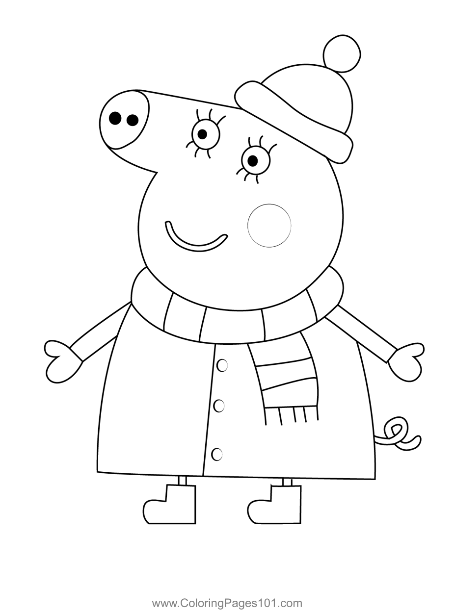 Pig Snow Dress Coloring Page for Kids - Free Peppa Pig Printable ...