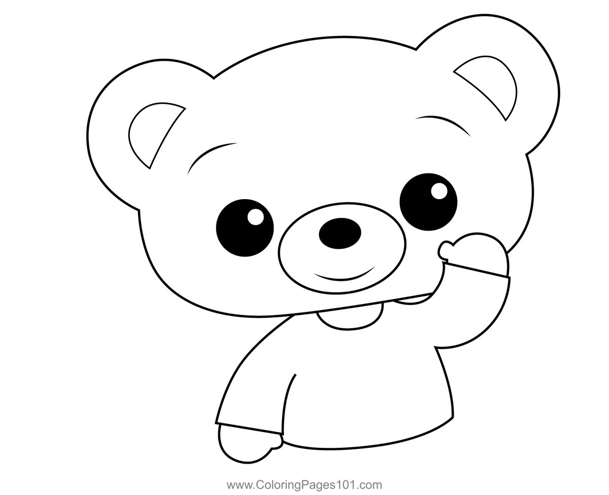 Bam the Bear Waving Plim Plim Coloring Page for Kids - Free Plim Plim ...