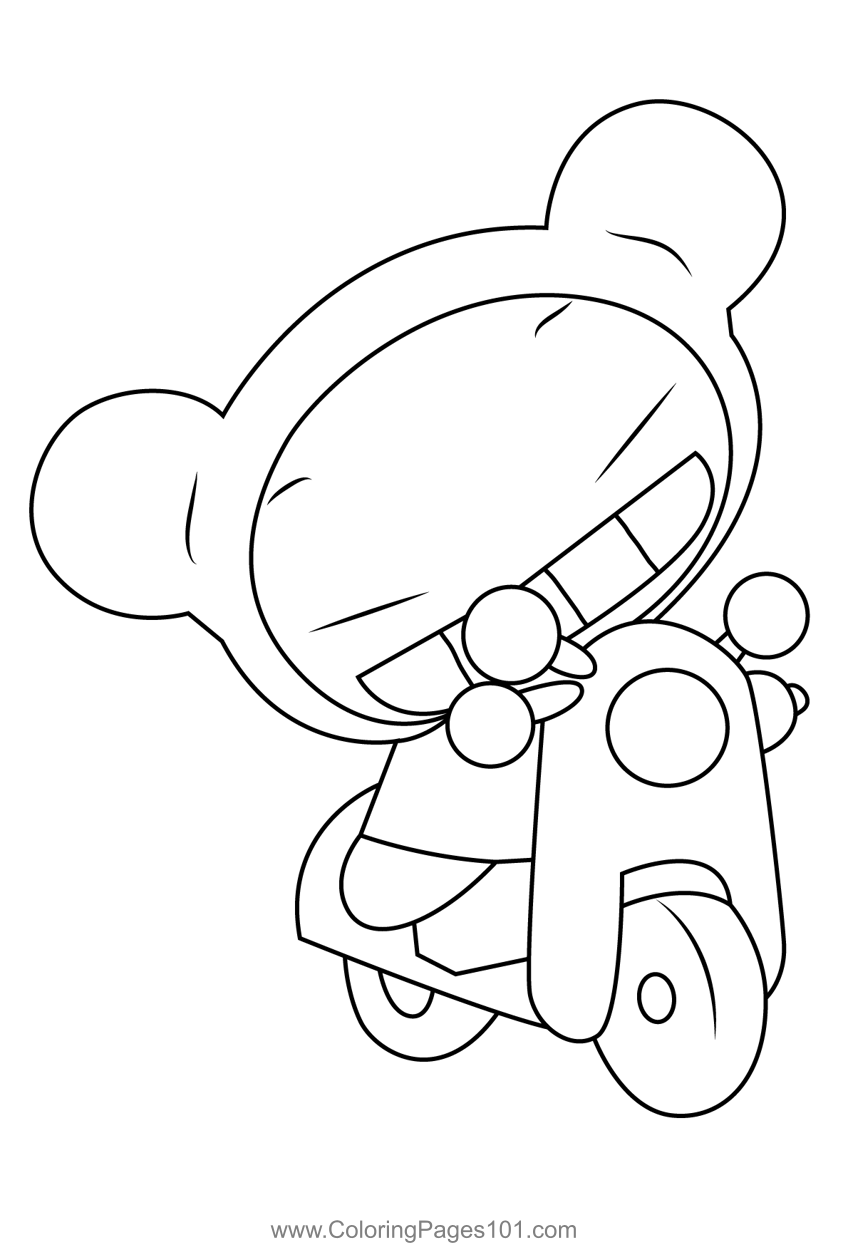 Pucca Driving A Scooter Coloring Page for Kids - Free Pucca Printable ...