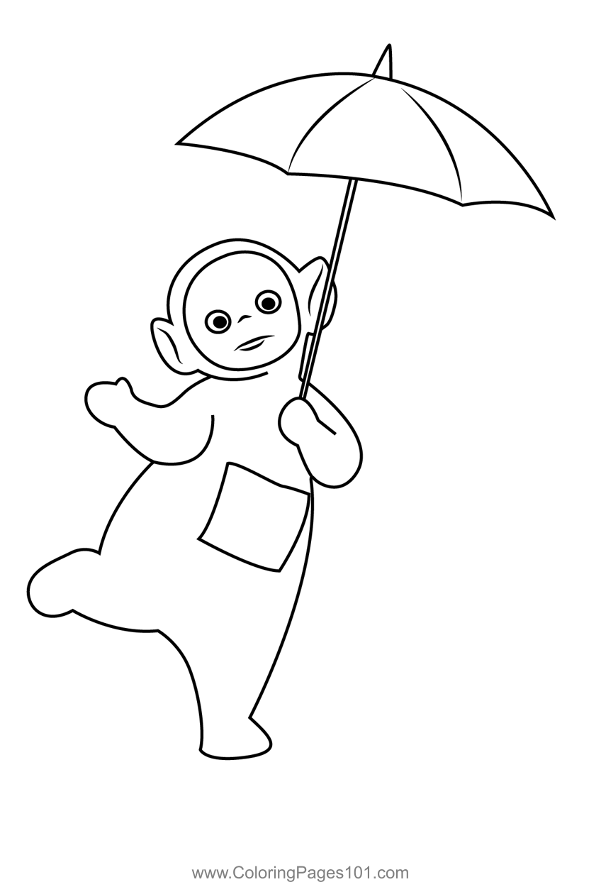 Singing In The Rain Coloring Page for Kids - Free Teletubbies Printable ...