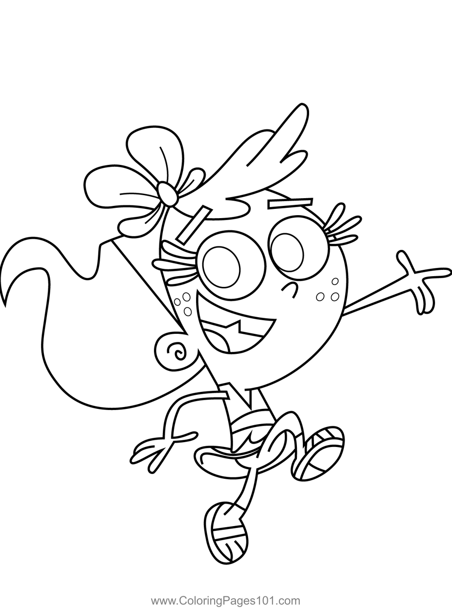 Chloe Carmichae Happy Fairly Odd Parents Coloring Page for Kids - Free ...