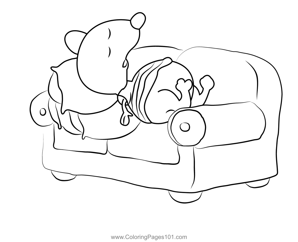 Toopy Sleeping On Sofa Coloring Page for Kids - Free Toopy and Binoo ...