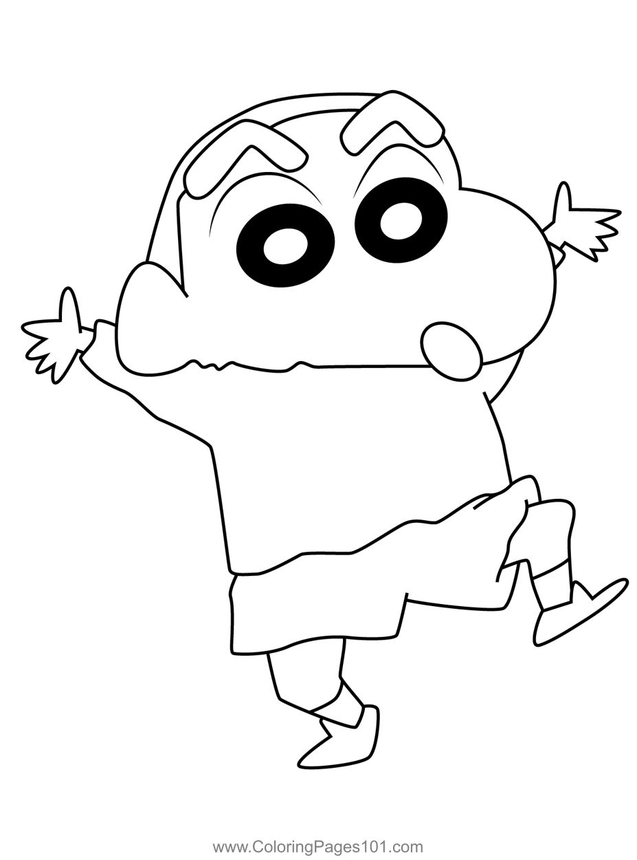Shinnosuke Nohara Dancing Crayon Shin chan Coloring Page for Kids ...