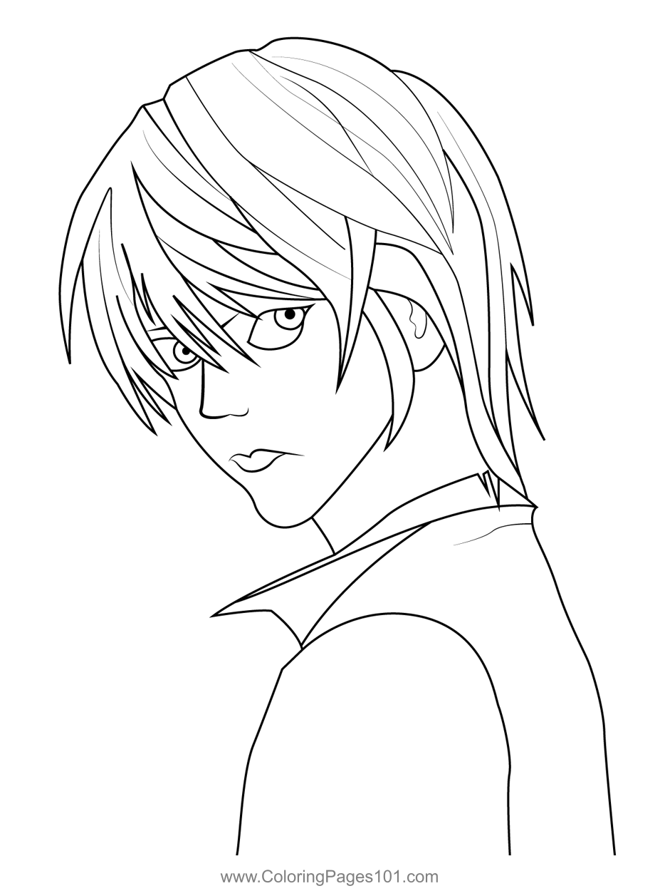 Light Yagami Death Note Coloring Page for Kids - Free Death Note ...