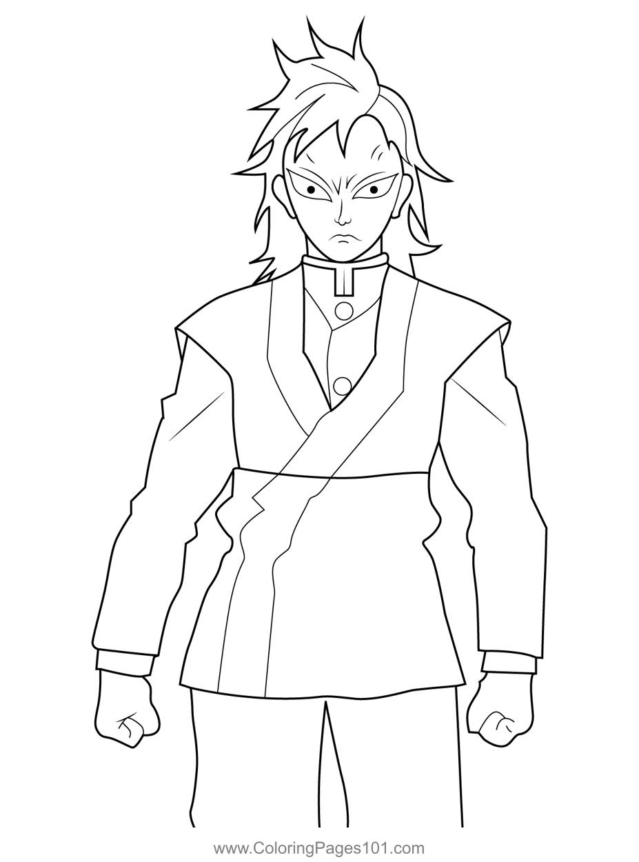 Genya Shinazugawa Demon Slayer Coloring Page for Kids - Free Demon ...
