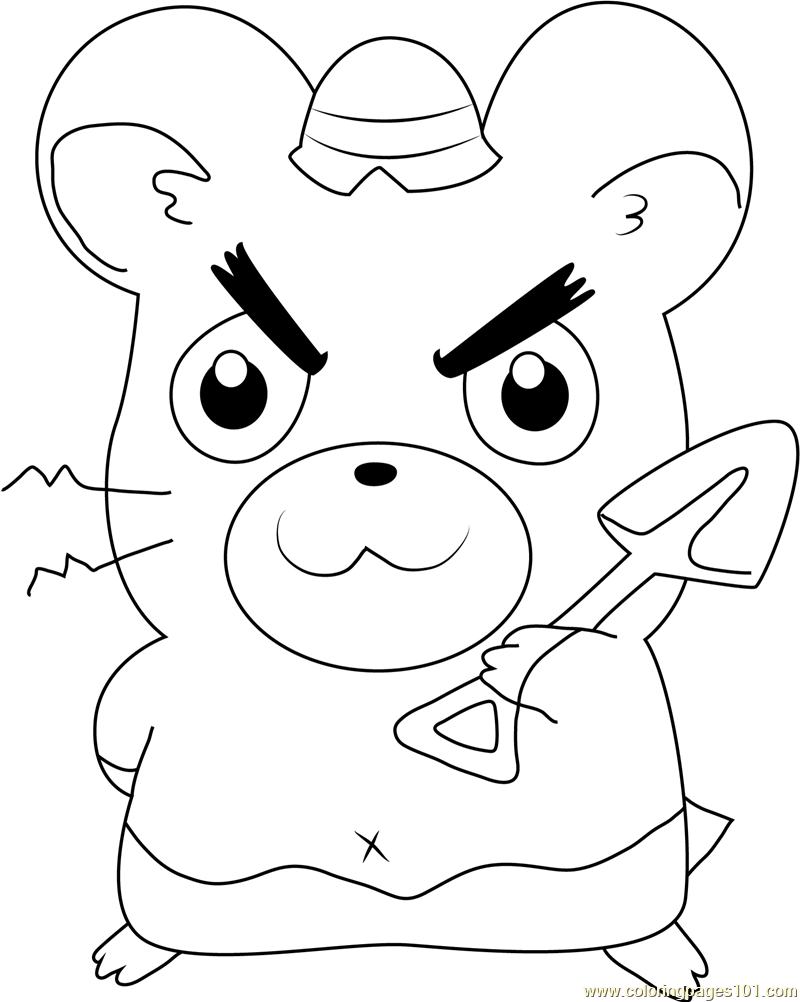 Hamtaro Boss Coloring Page for Kids - Free Hamtaro Printable Coloring ...