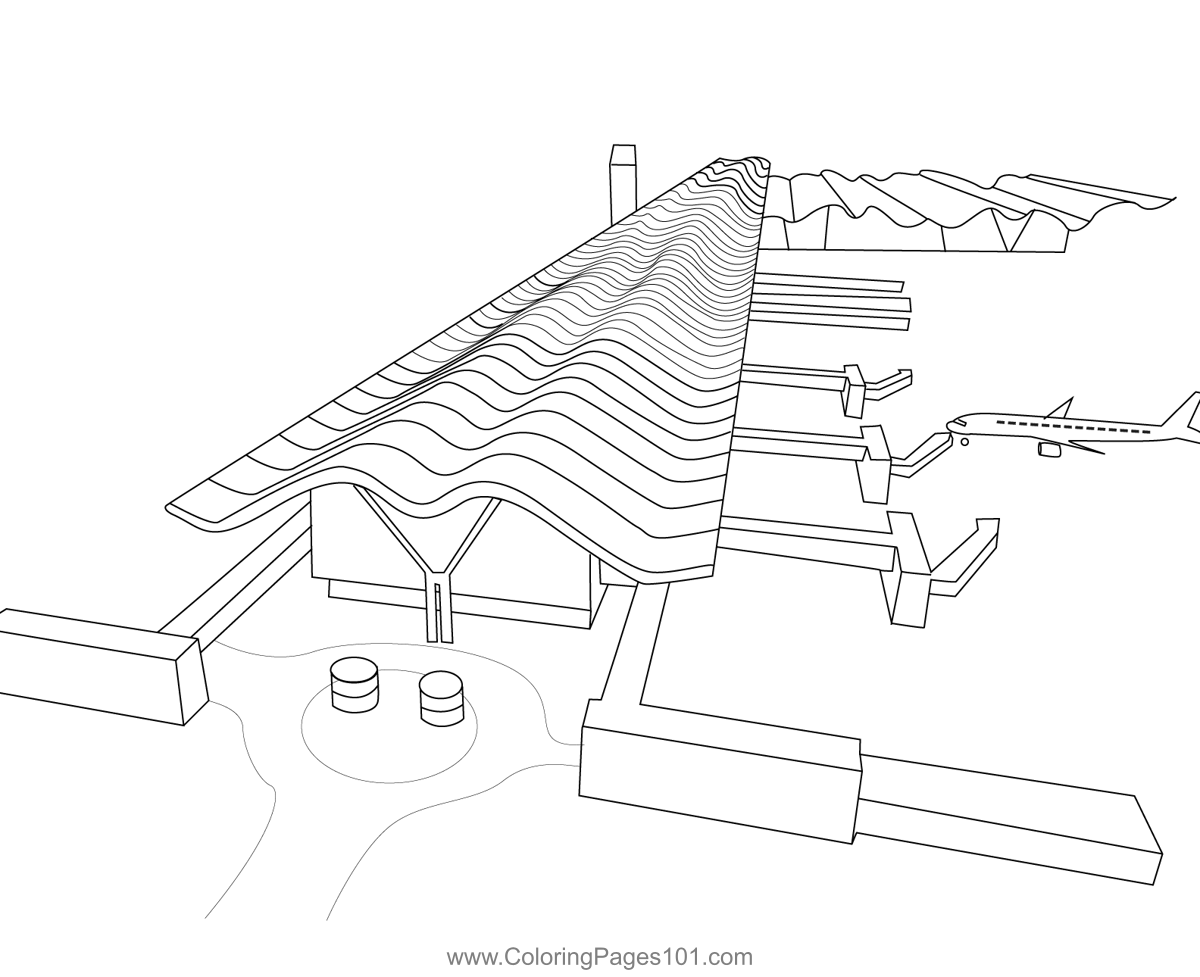 Madrid barajas Airport Terminal Coloring Page for Kids - Free Spain ...