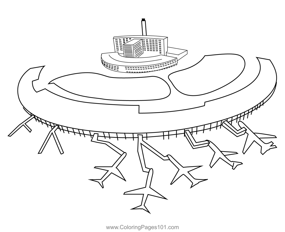 Dallas Fort Worth International Coloring Page for Kids - Free USA ...