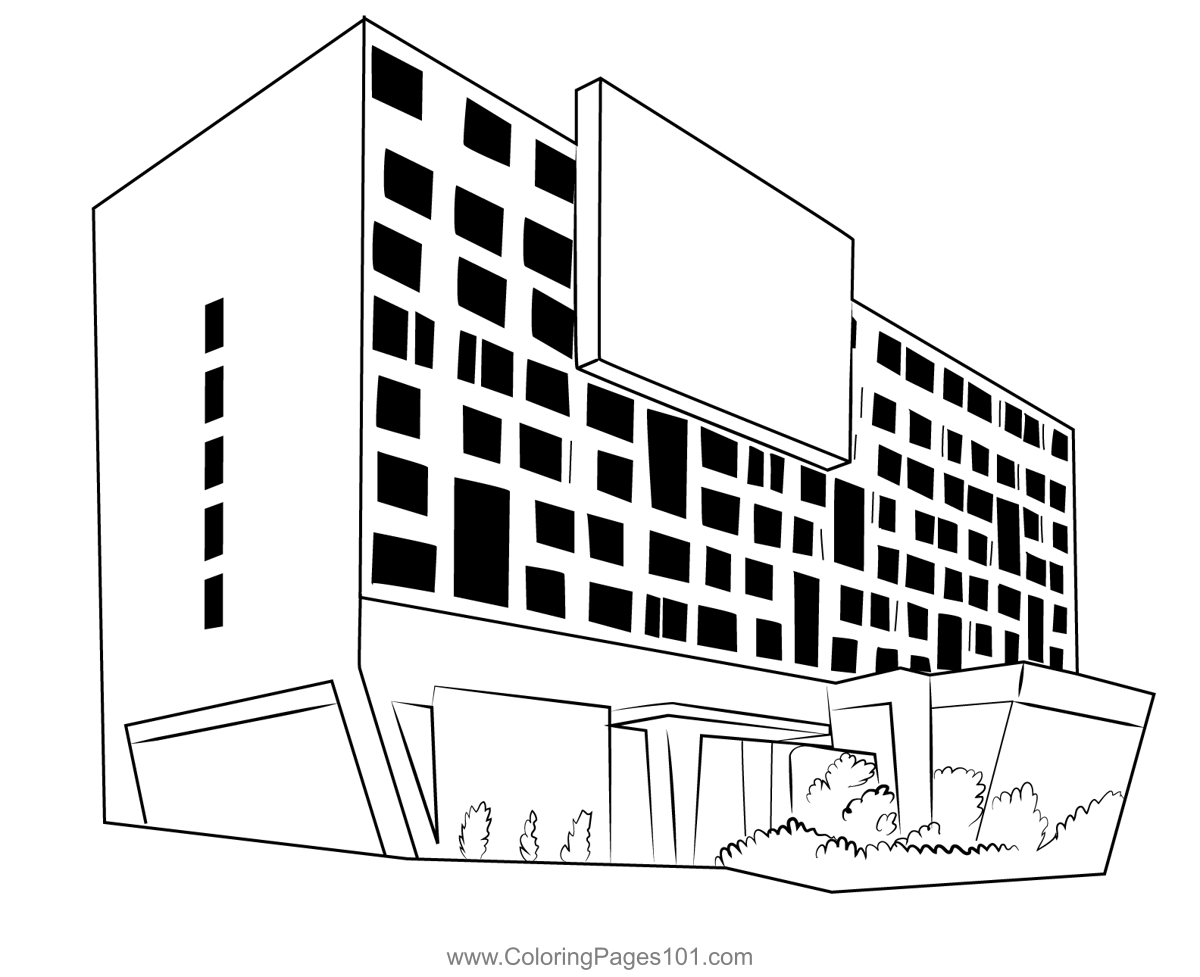 Printable Hotel Coloring Page Coloring Pages