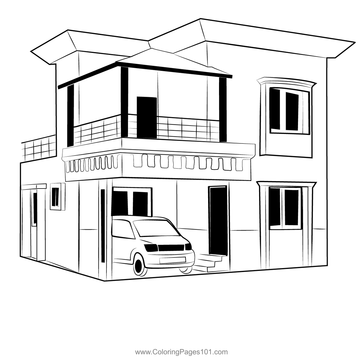 Duplex House 6 Coloring Page for Kids - Free Houses Duplex Printable ...